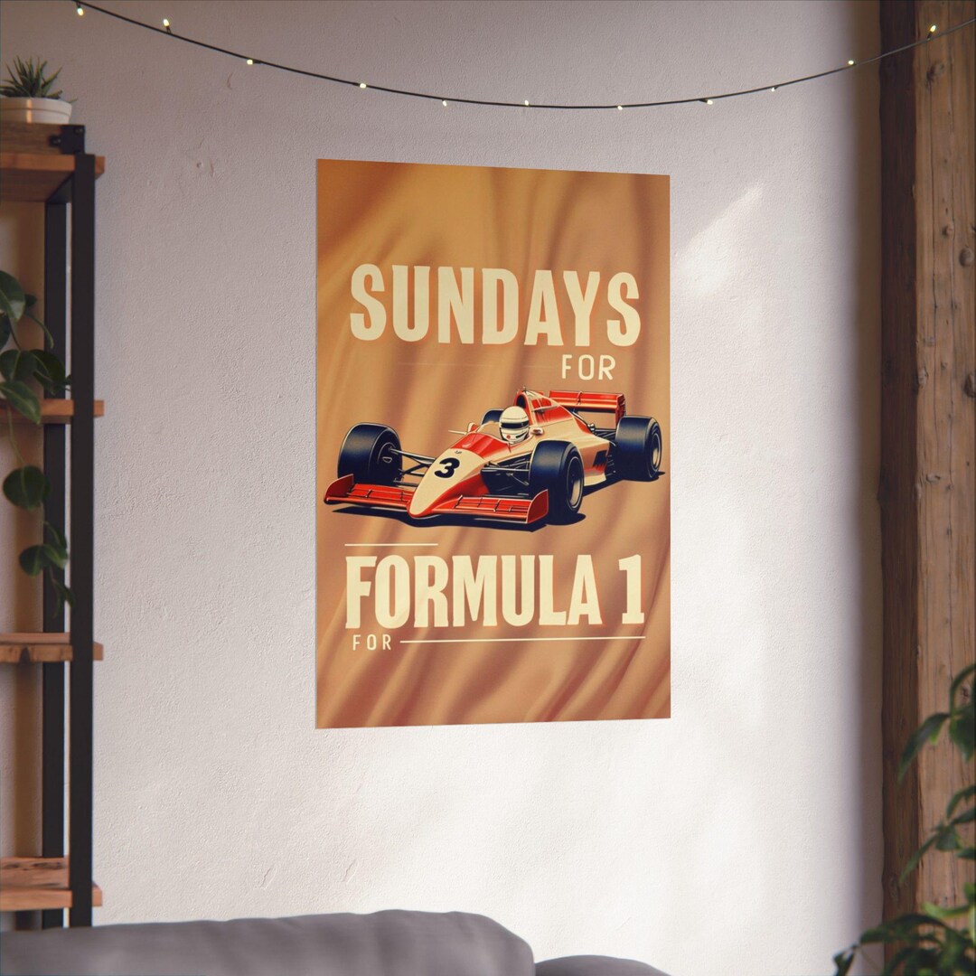 Formula 1 Racing Poster, Vintage Car Art Print for Motorsports Lovers ...