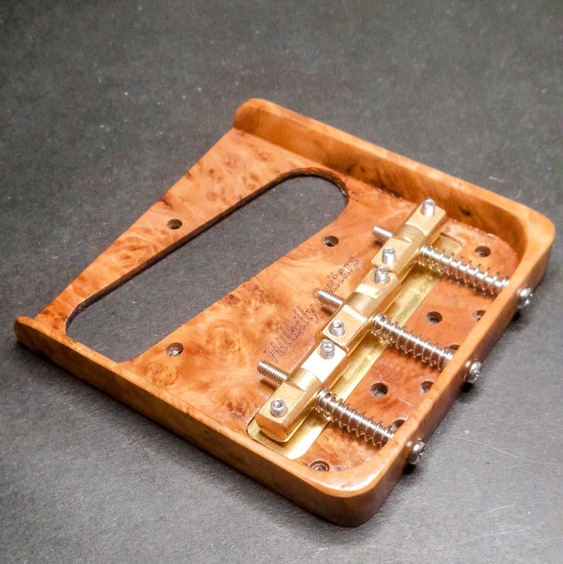Hillbilly Guitars Telecaster Bridge Carbon Fiber & Stone Hopea Wood ...