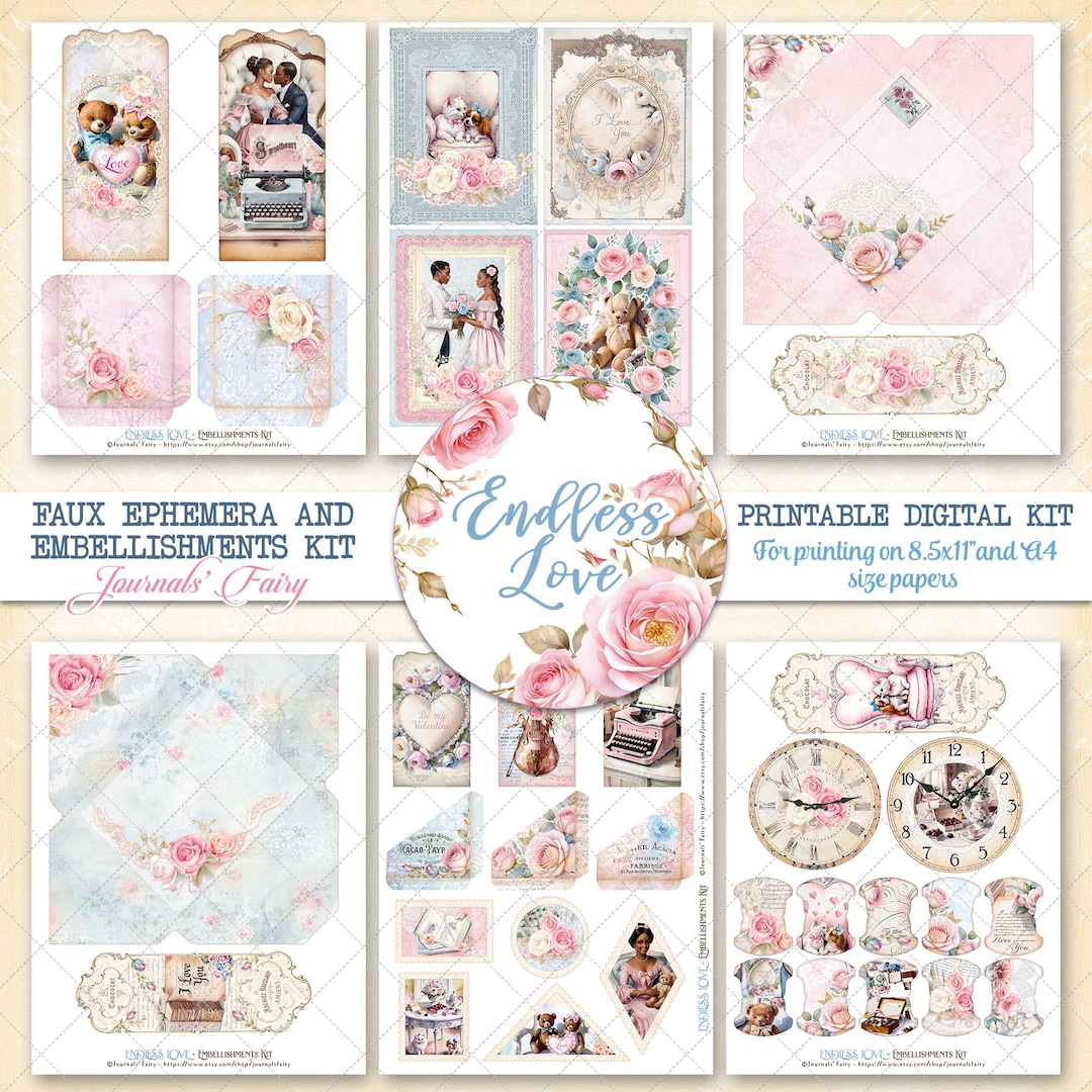Love and Romance Valentine's Day Journal Kit, ENDLESS LOVE, Junk ...