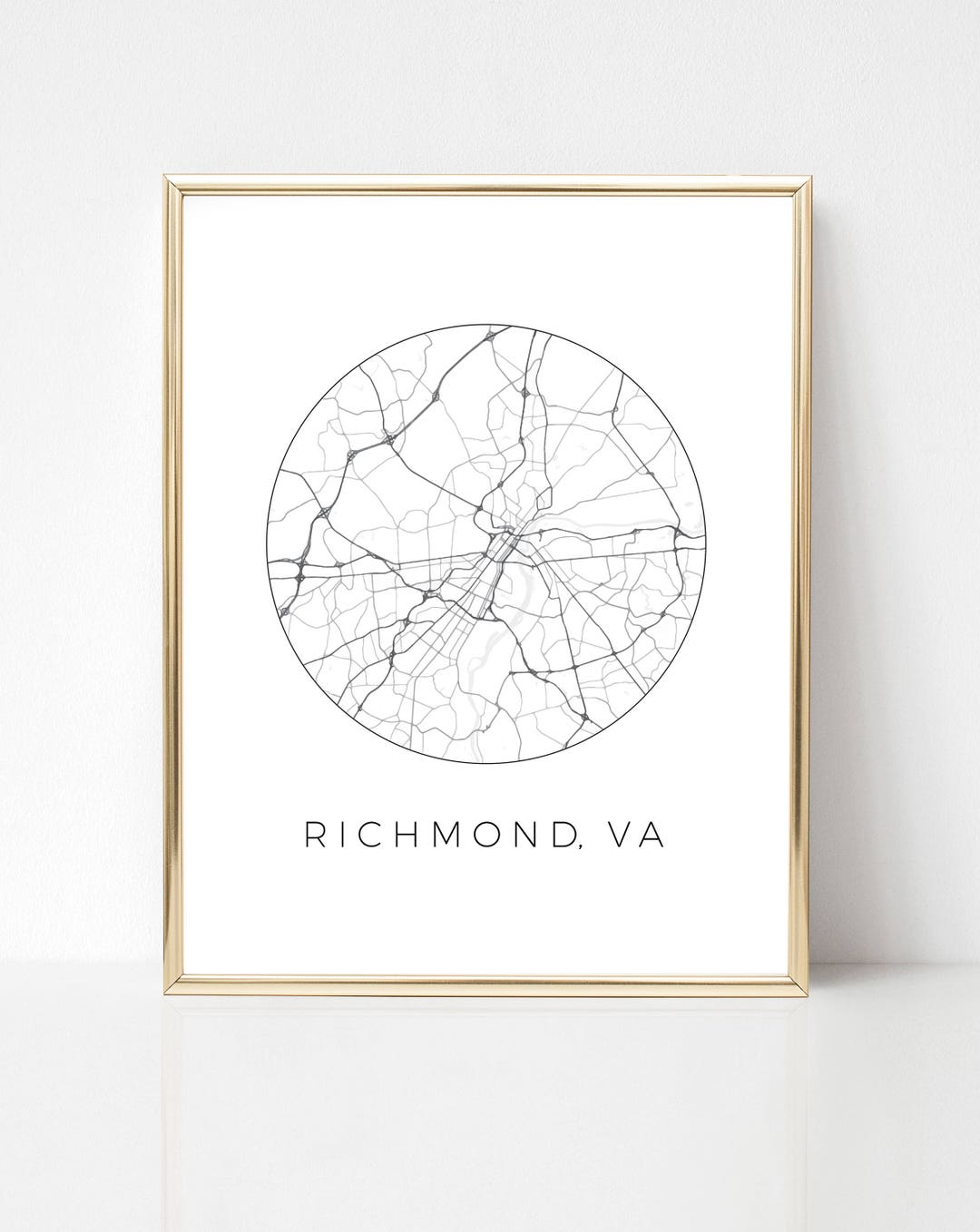 Richmond Virginia Map Printable RVA Art, Digital Black and White ...