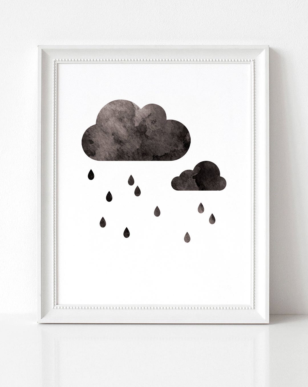 Rain Cloud Ink Texture Nursery Art Print: Minimalist Black and White ...