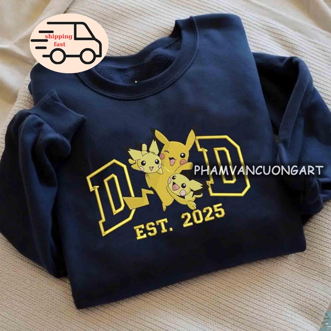 Men’s Pokedad T-shirt, Custom Father's Day PKM Dad Embroidered ...