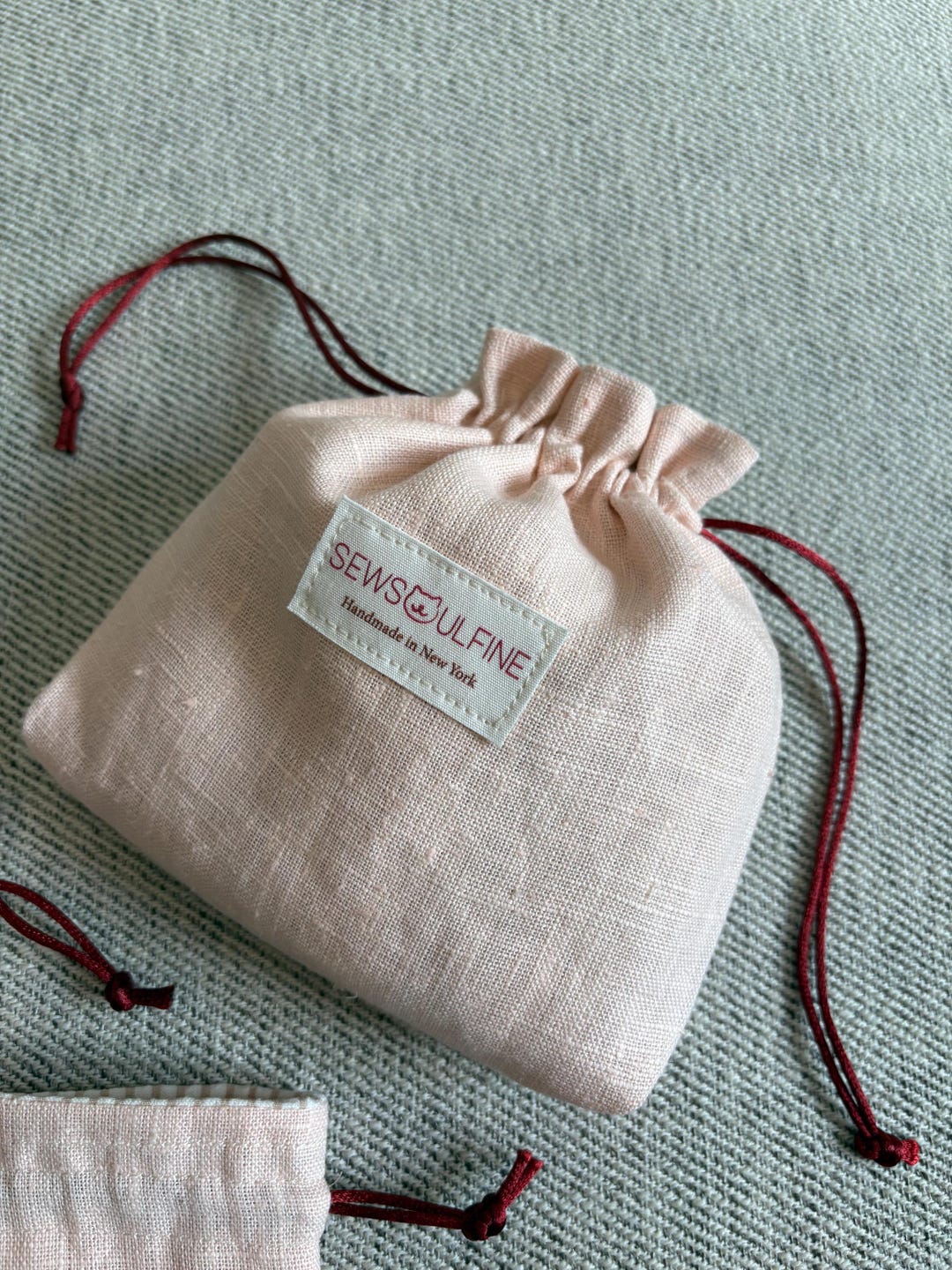 Soft Pink Linen Drawstring Bag - Etsy