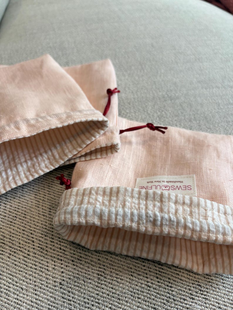Soft Pink Linen Drawstring Bag - Etsy