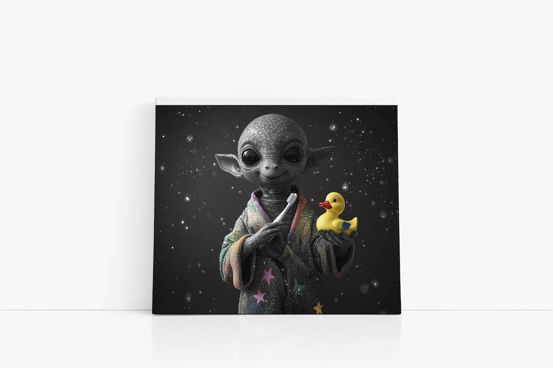 Bathroom Alien Digital Prints, Bathroom Wall Art, Funny Bathroom Décor ...
