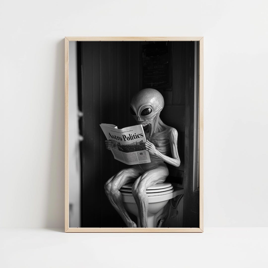 Bathroom Alien Digital Print, Bathroom Wall Art, Funny Bathroom Décor ...