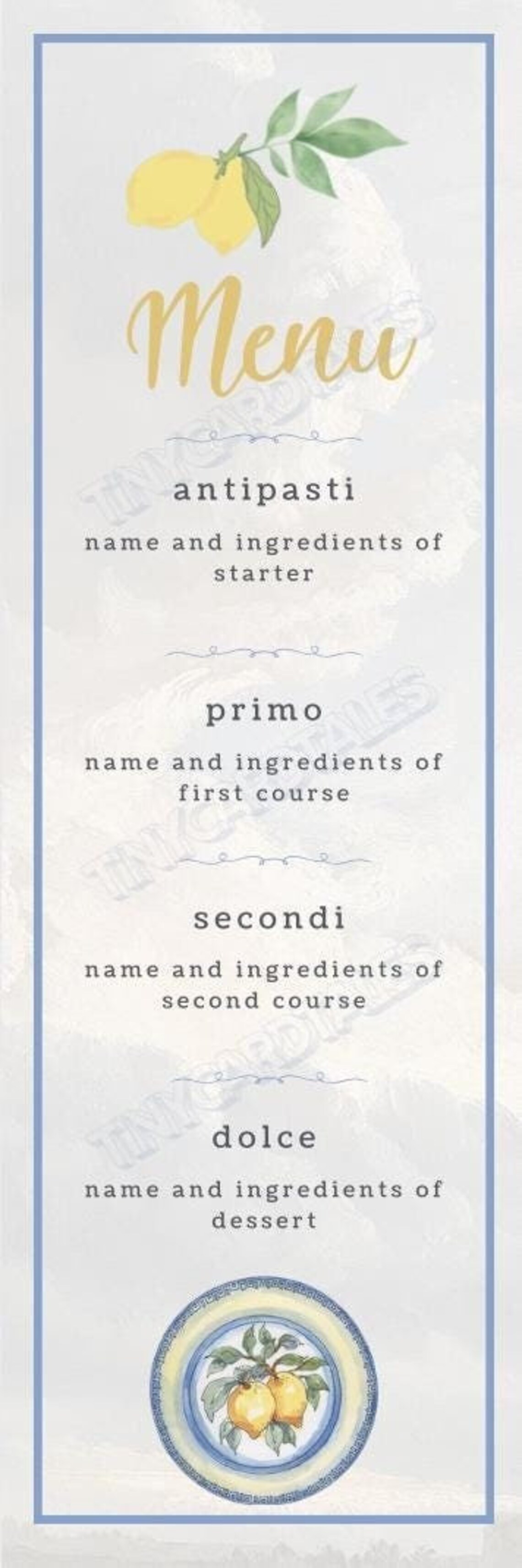Italian-themed Dinner Party Menu Template | Editable Canva Design - Etsy