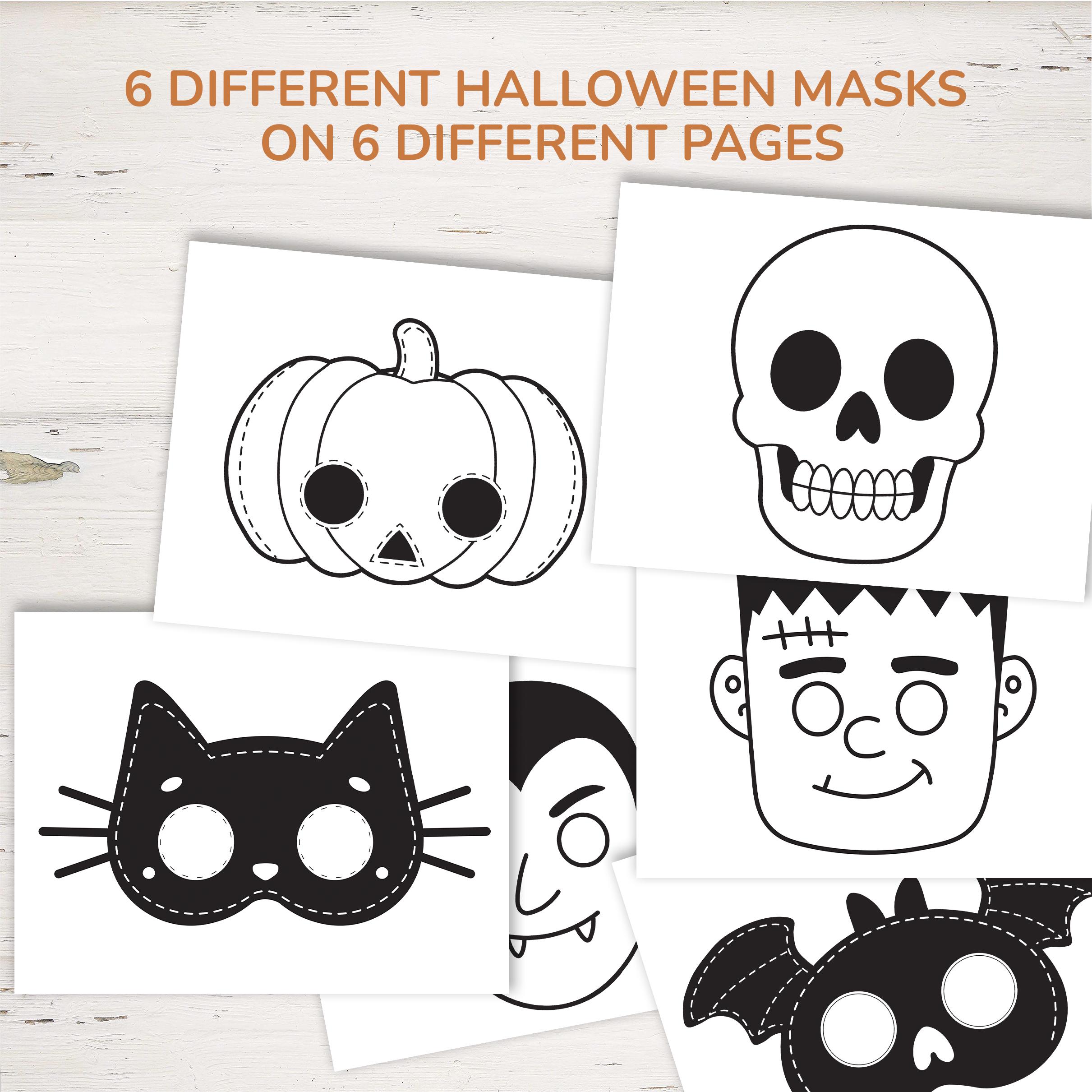 Halloween Mask Printable for Kids | Cut and Color Craft | 6 Spooky ...