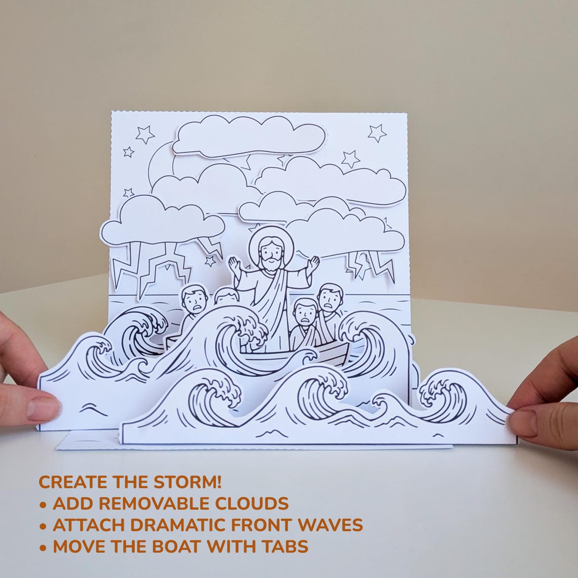 Jesus Calms the Storm 3D Diorama Craft Printable | Interactive Bible ...