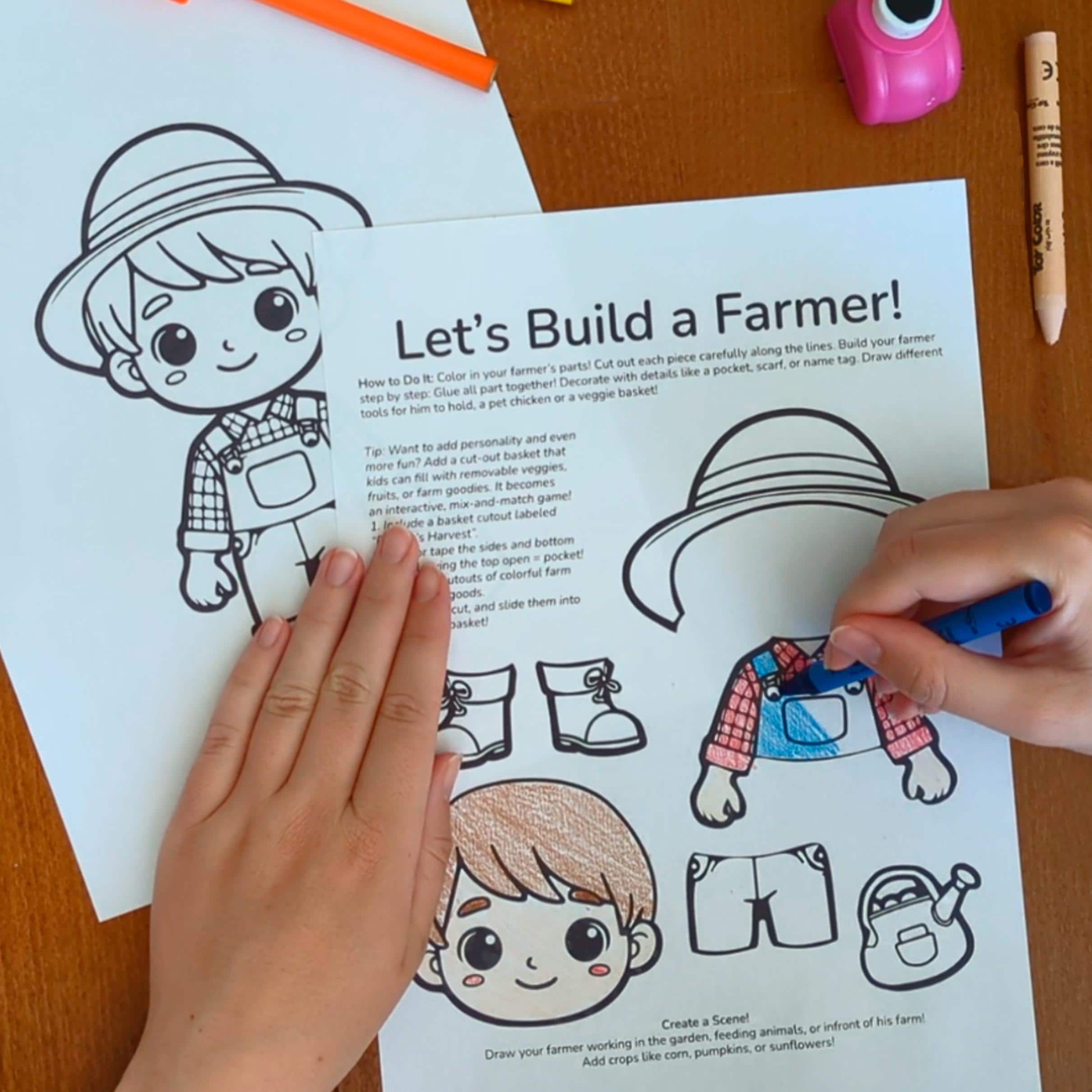 Farmer Craft Printable, Cut and Paste Community Helper Activity for ...