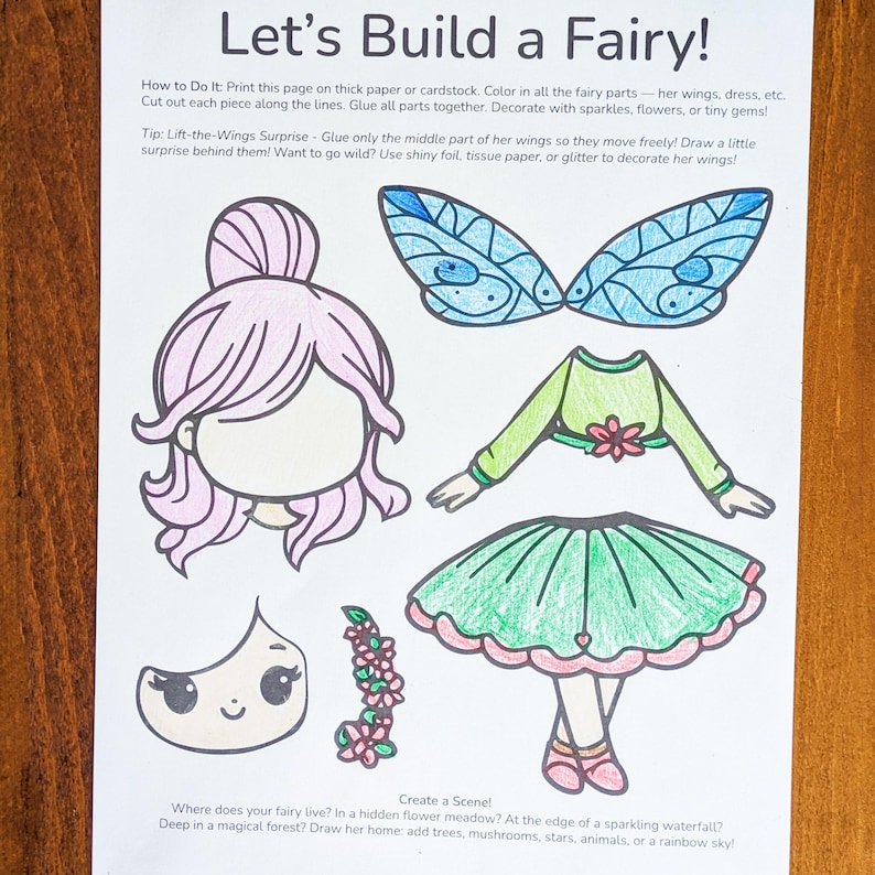 Fairy Craft Printable, Cut and Paste Magical Activity for Kids, Paper ...