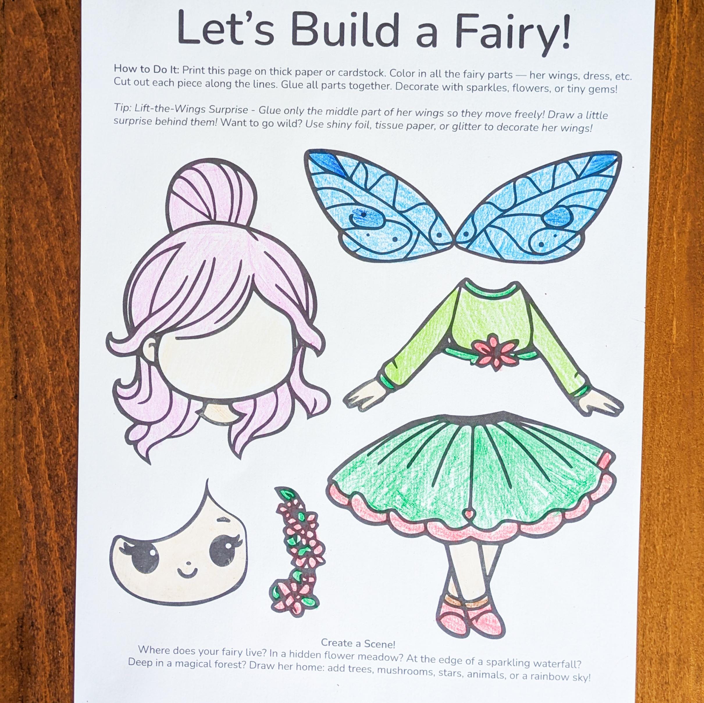 Printable Fairy Craft – Cut, Color & Glue Paper Activity for Kids | A4 ...
