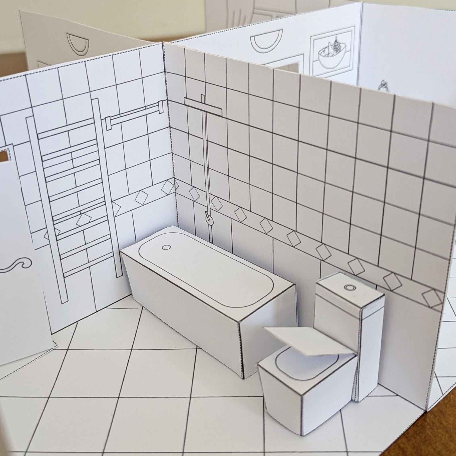Printable 4-room Paper Dollhouse – DIY Cut, Color and Build Craft for ...