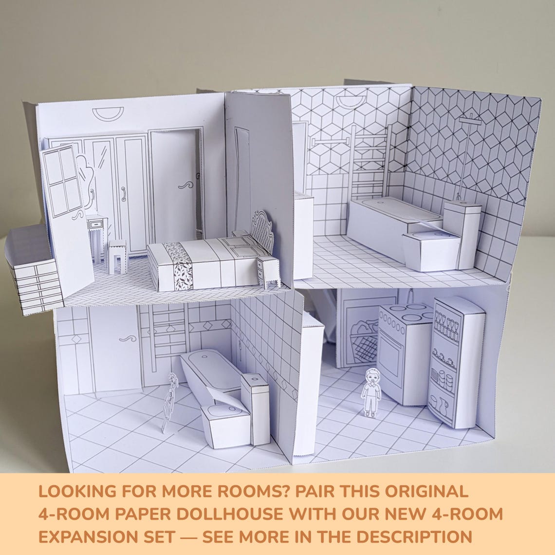 Printable 4-room Paper Dollhouse – DIY Cut, Color and Build Craft for ...