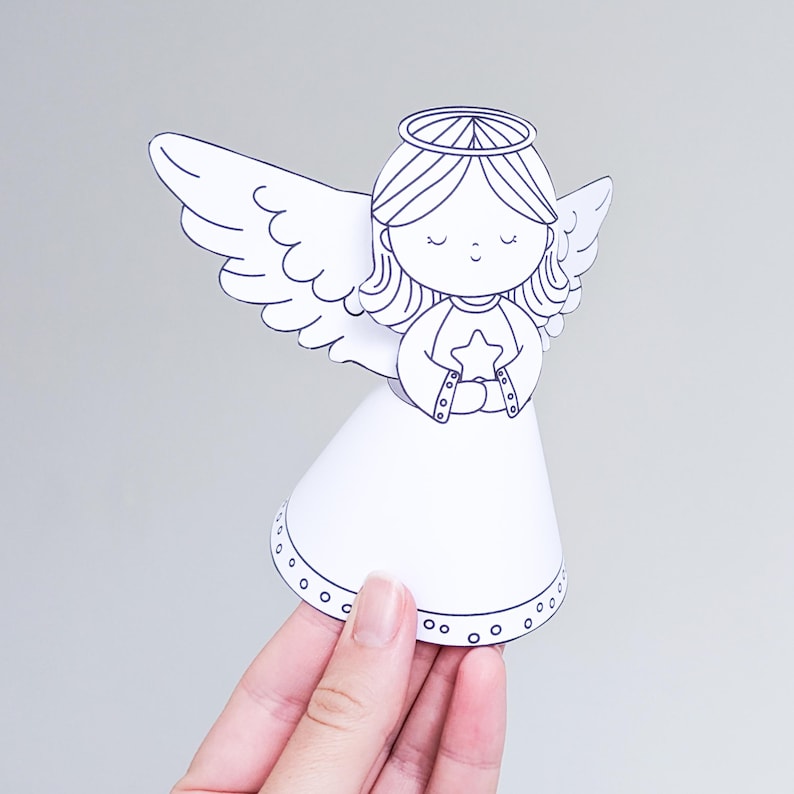 Printable Christmas Angel Craft – DIY Paper Angel Decoration | Color ...