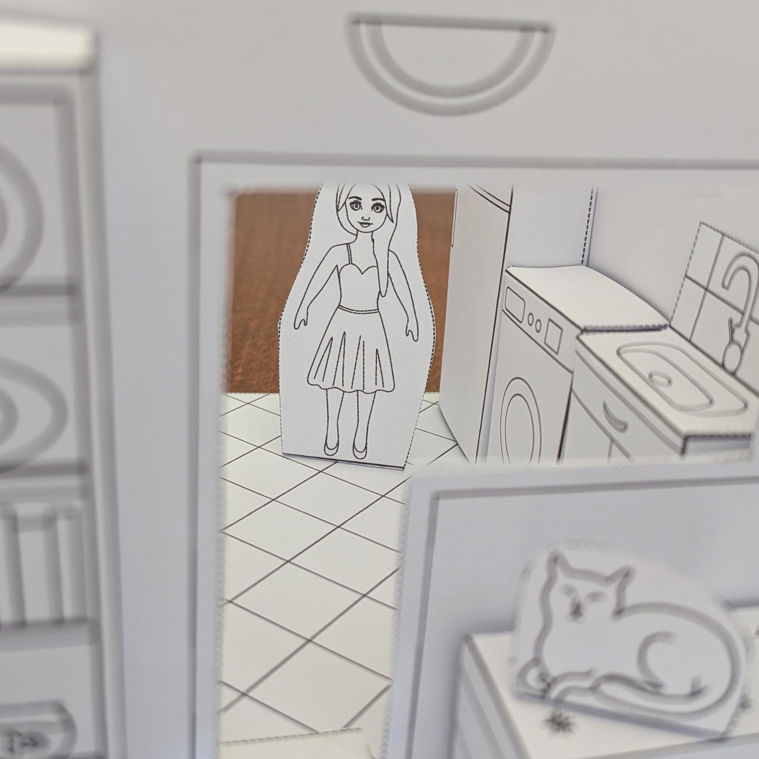 Printable 4-room Paper Dollhouse – DIY Cut, Color and Build Craft for ...