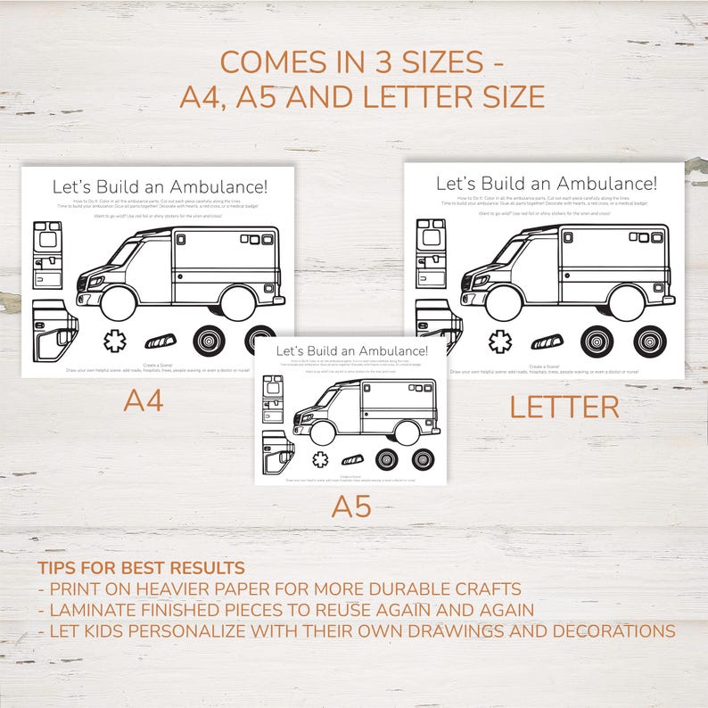 Rescue Vehicle Craft Bundle – Fire Truck, Police Car and Ambulance ...