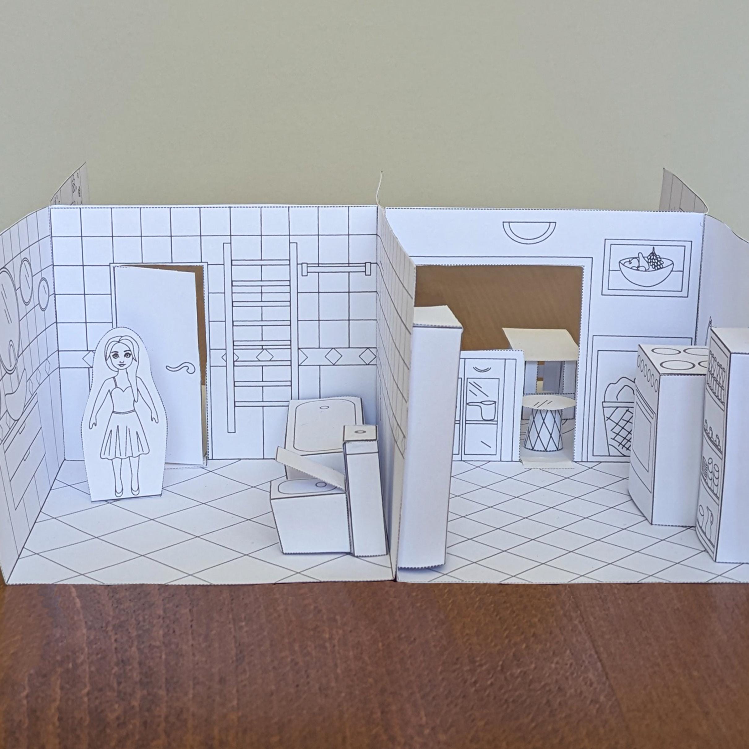 Printable 4-room Paper Dollhouse – DIY Cut, Color and Build Craft for ...