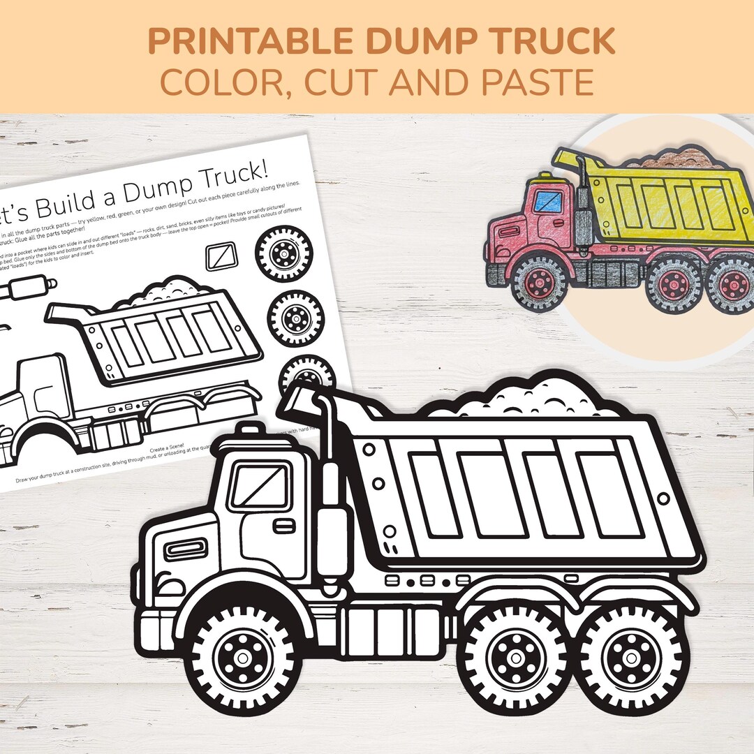 Printable Dump Truck Craft – Cut, Color & Glue Activity for Kids ...