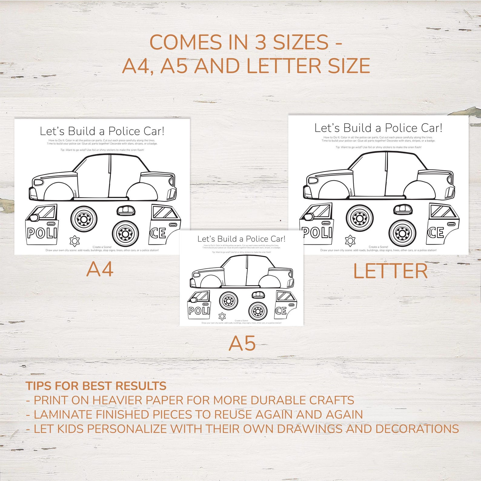 Printable Police Car Craft – Cut, Color and Glue Activity for Kids ...