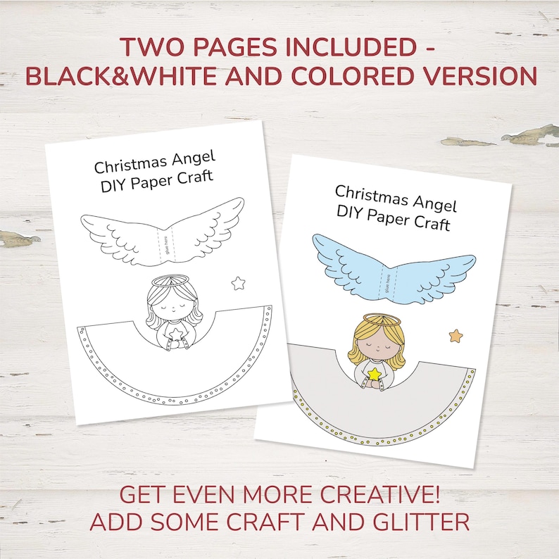 Printable Christmas Angel Craft – DIY Paper Angel Decoration | Color ...