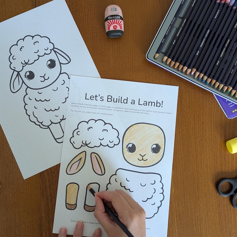 Sheep Craft Printable, Cut and Paste Farm Animal Activity for Kids ...