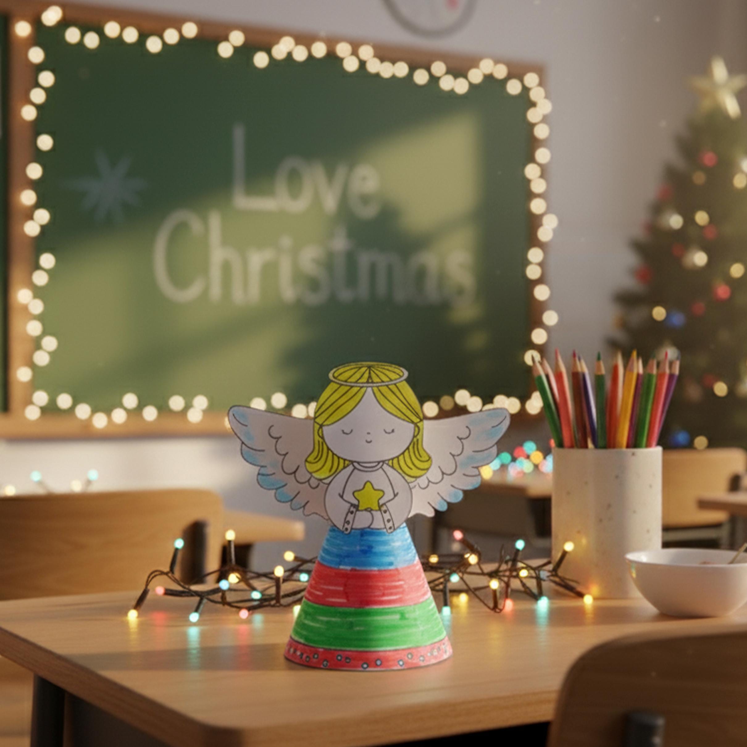 Printable Christmas Angel Craft – DIY Paper Angel Decoration | Color ...