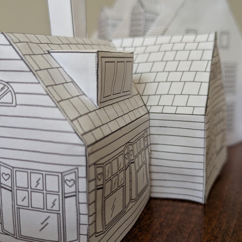 Printable 3D Paper Houses Set – 4 Mini House Templates | DIY Cut, Color ...