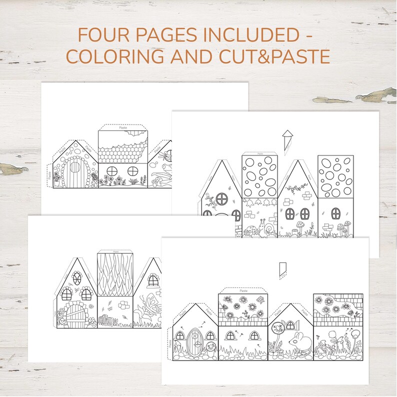 3D Paper Fairy Houses Craft Bundle – Set of 4 Printable Paper Houses to ...