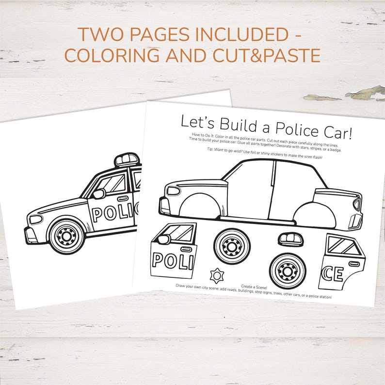 Printable Police Car Craft – Cut, Color and Glue Activity for Kids ...