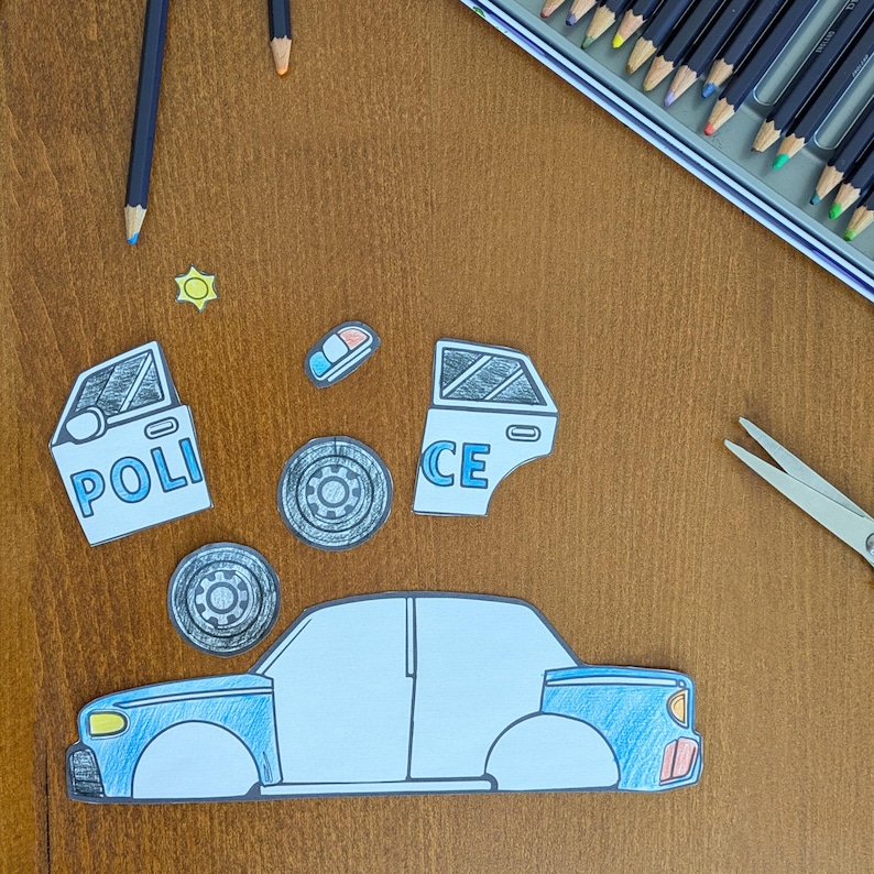 Printable Police Car Craft – Cut, Color and Glue Activity for Kids ...