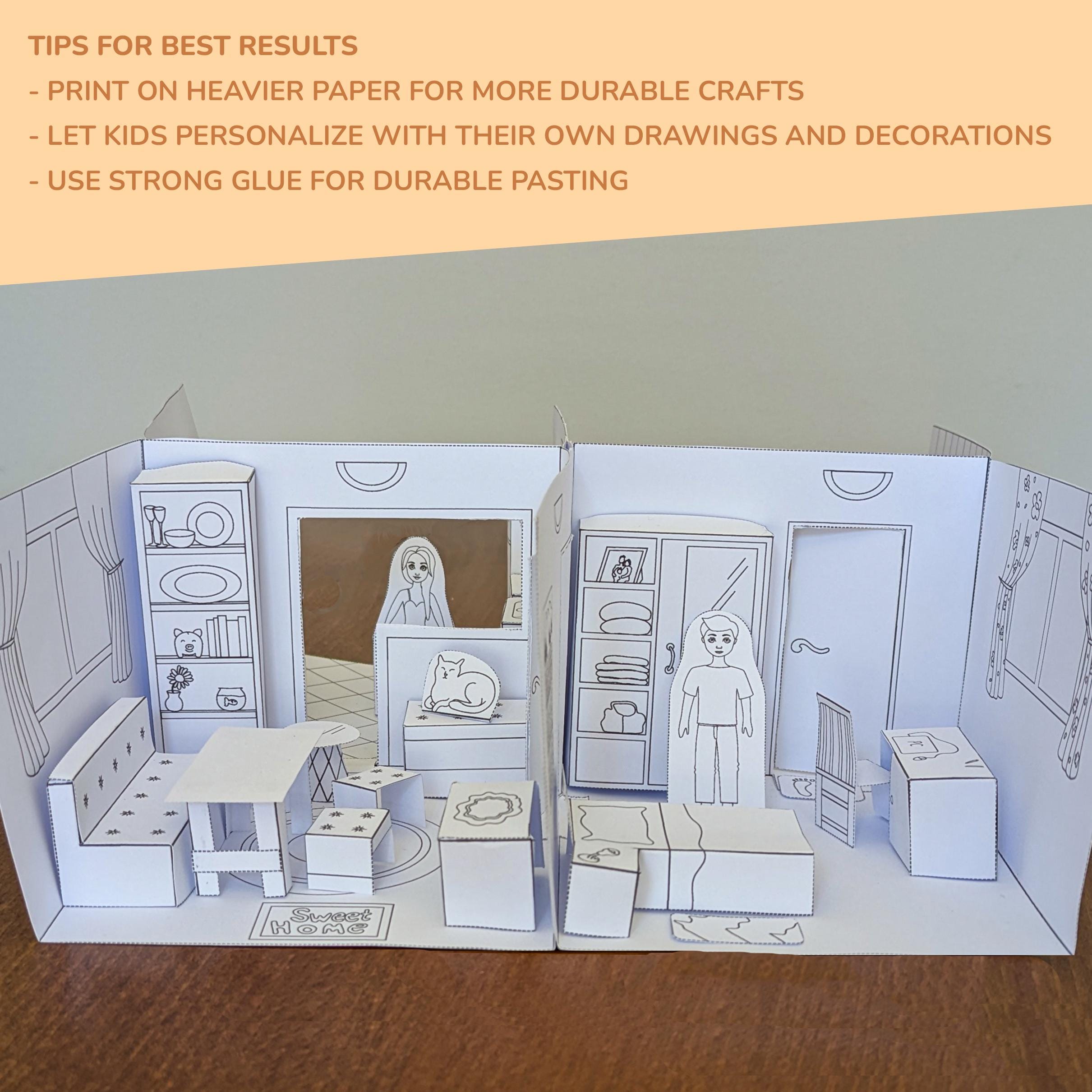 Printable 4-room Paper Dollhouse – DIY Cut, Color and Build Craft for ...