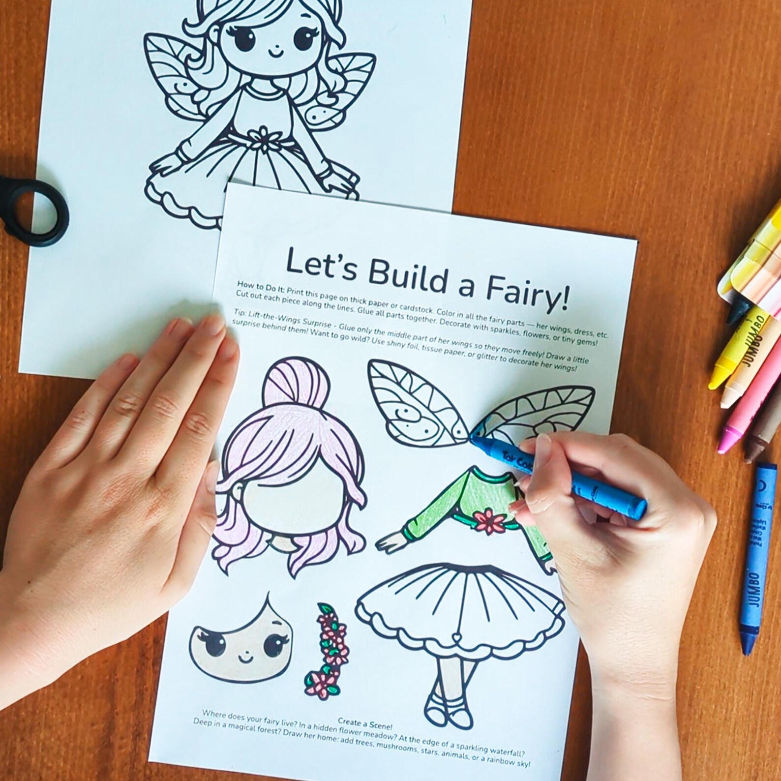 Printable Fairy Craft – Cut, Color & Glue Paper Activity for Kids | A4 ...