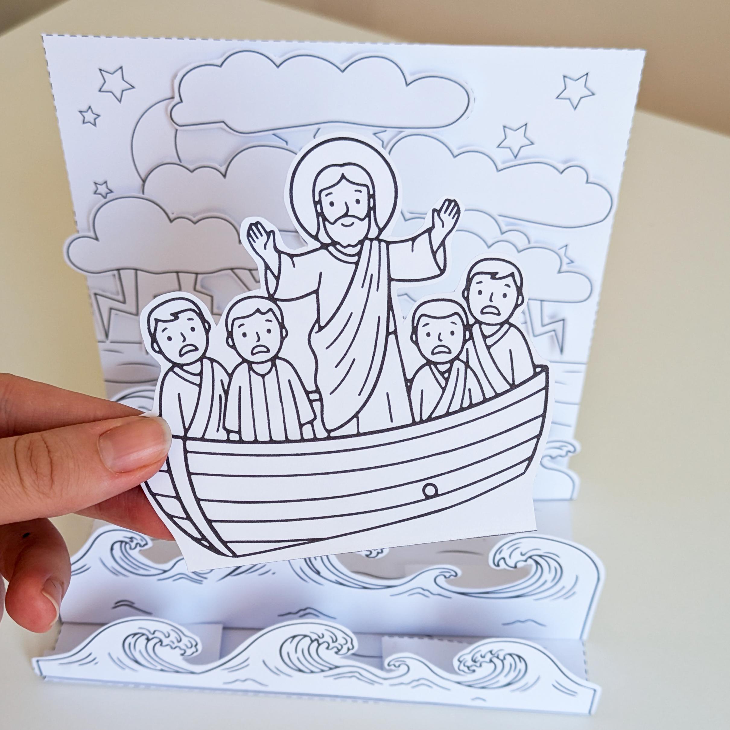 Jesus Calms the Storm 3D Diorama Craft Printable | Interactive Bible ...