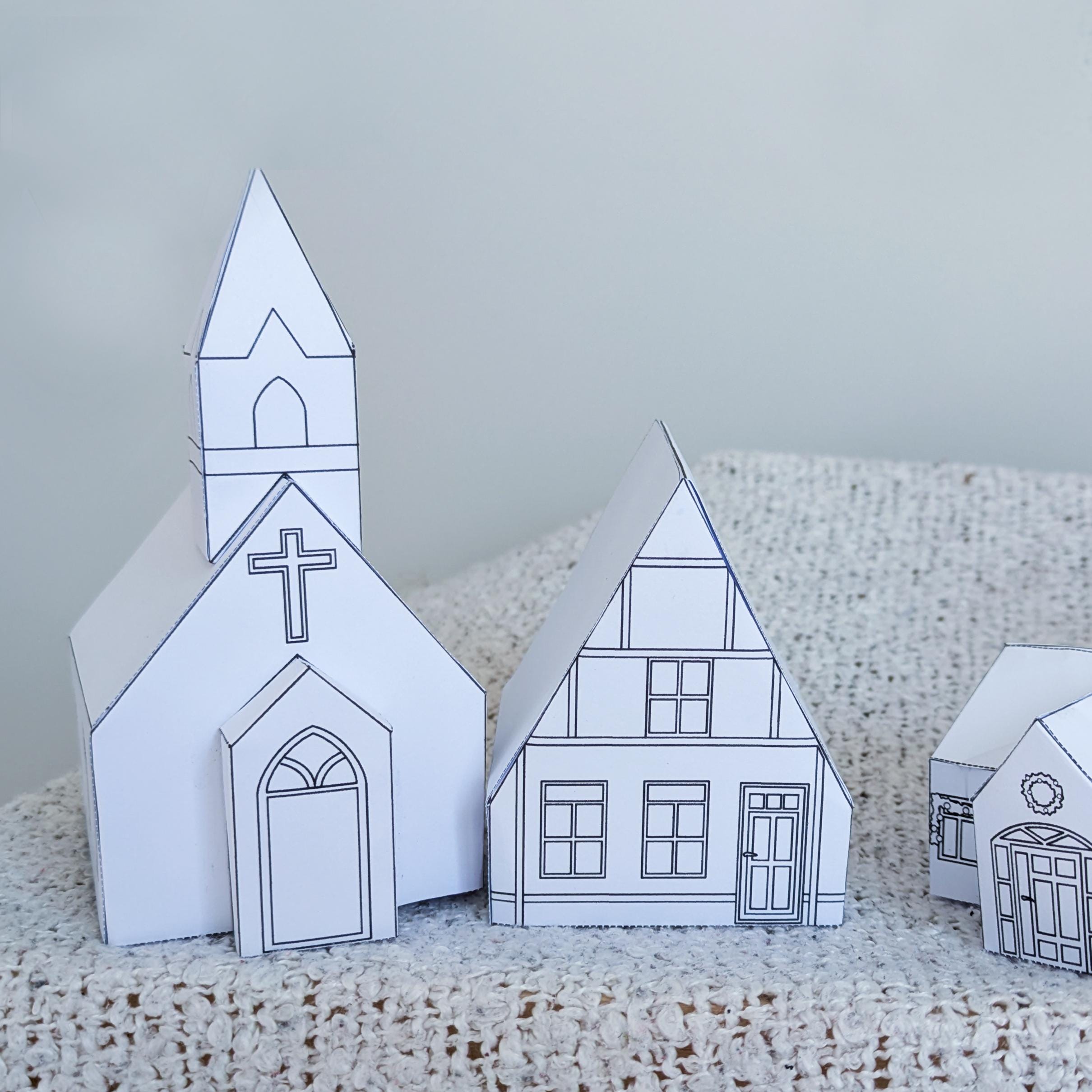 Printable Christmas Village Houses | DIY Paper Christmas Town | 8 ...