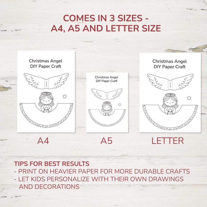 Printable Christmas Angel Craft – DIY Paper Angel Decoration | Color ...