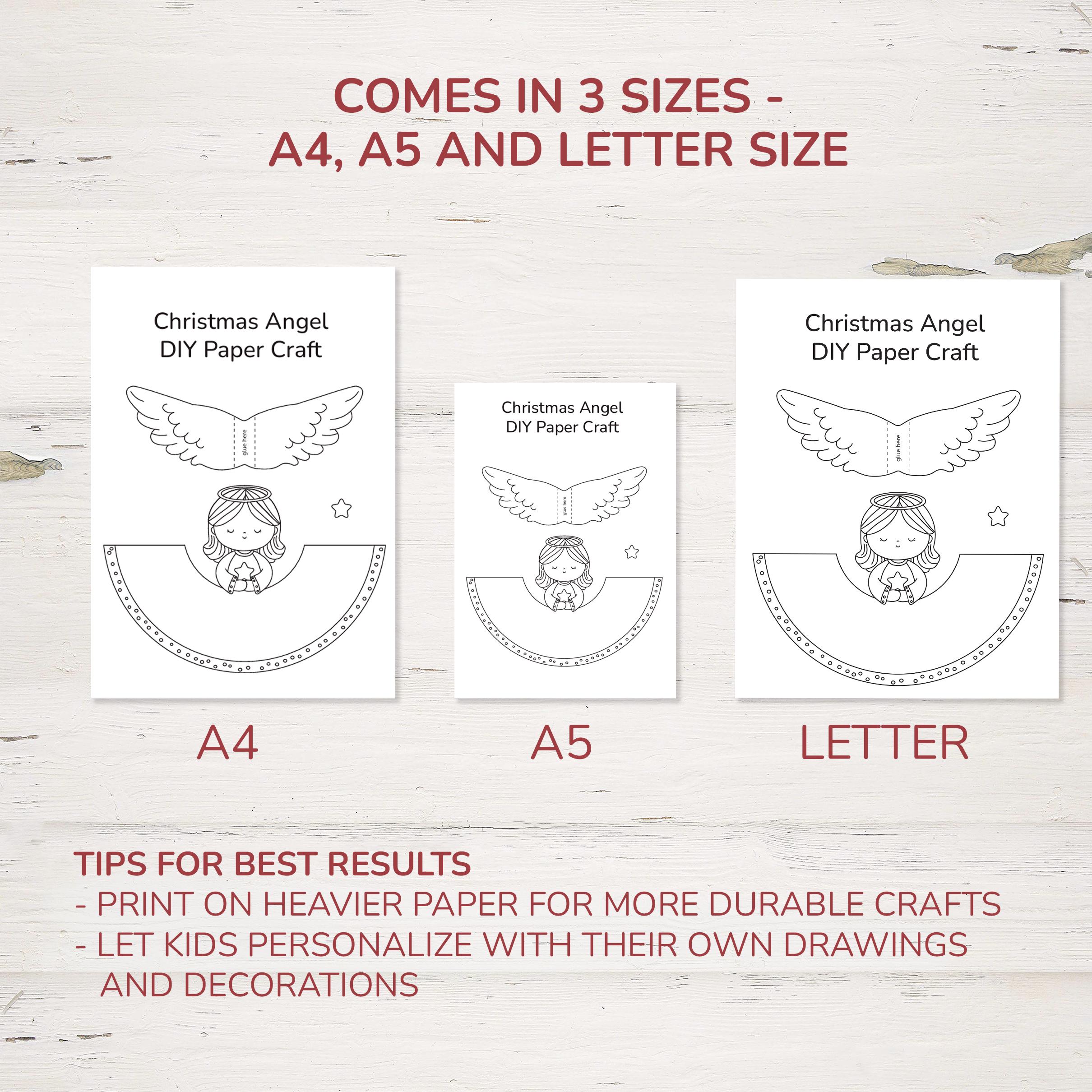 Printable Christmas Angel Craft – DIY Paper Angel Decoration | Color ...