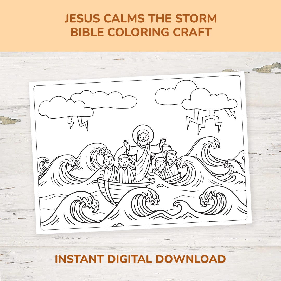 Jesus Calms the Storm Coloring Page for Kids | Bible Story Activity ...