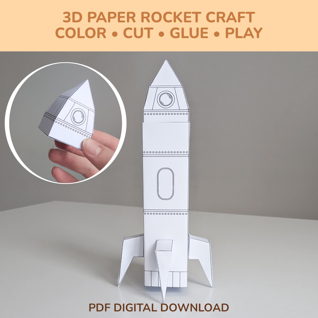 3D Paper Rocket Craft for Kids | Space Printable Activity | DIY Rocket ...