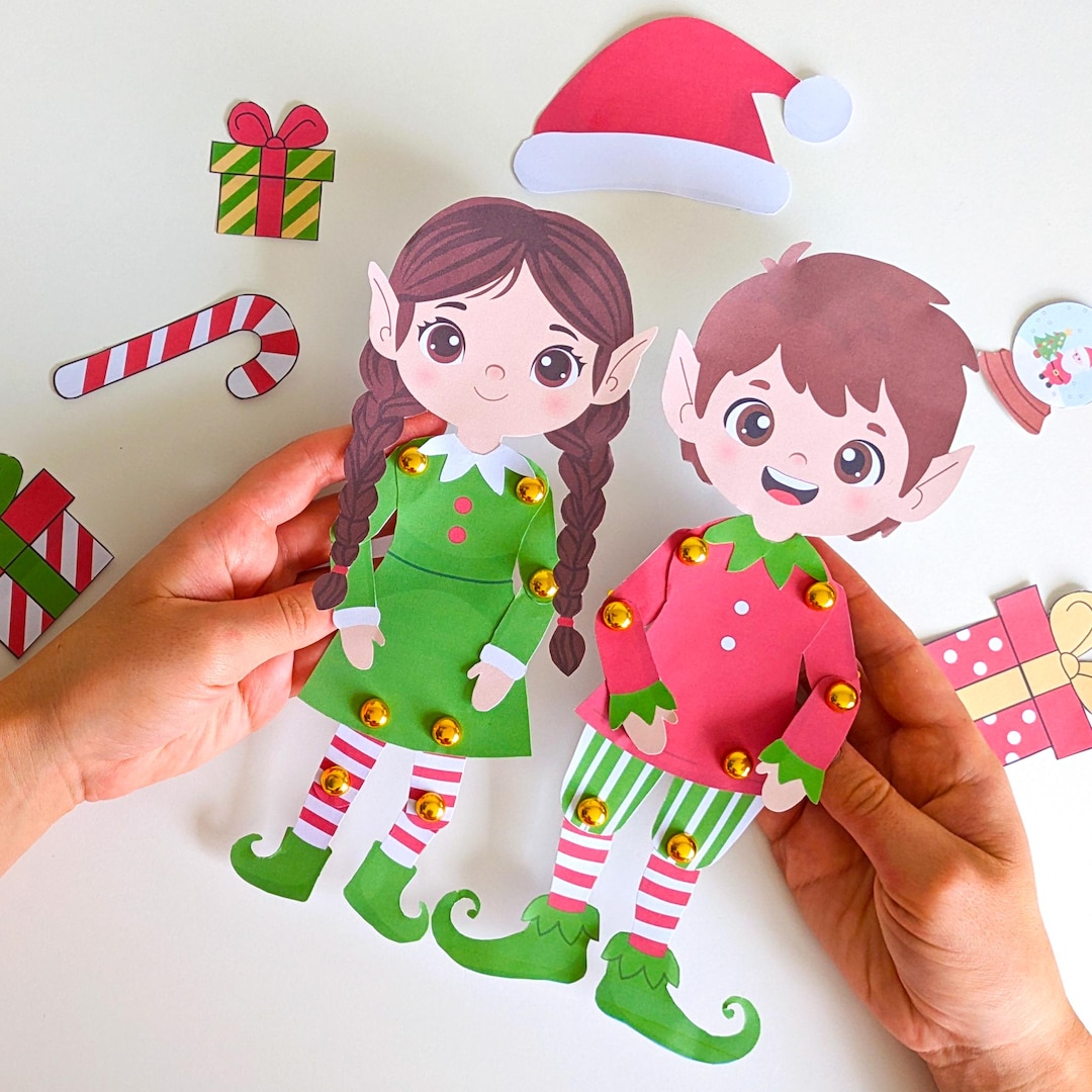 Printable Articulated Christmas Elves – Paper Dolls | DIY Cut and Play ...