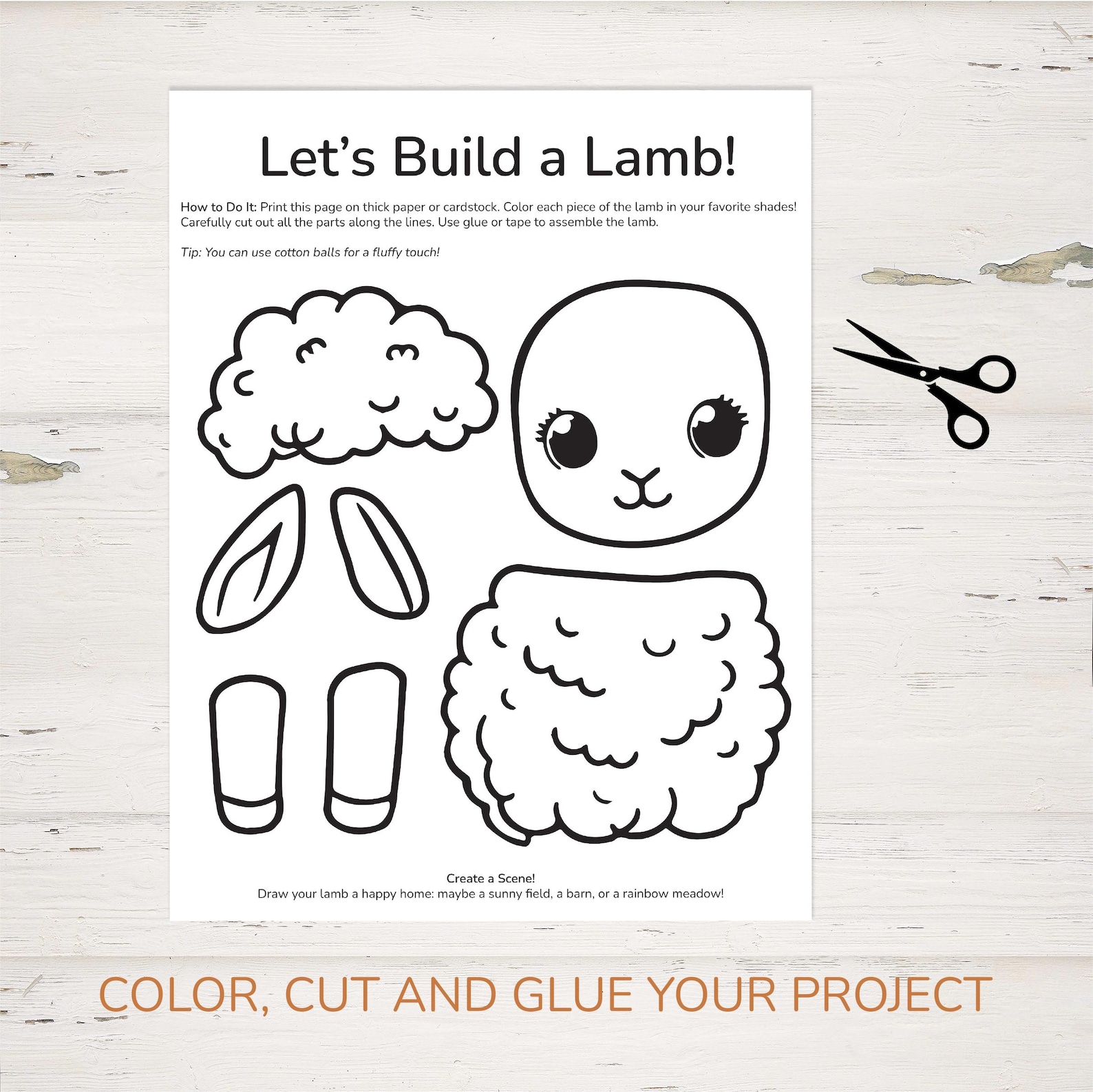 Sheep Craft Printable, Cut and Paste Farm Animal Activity for Kids ...