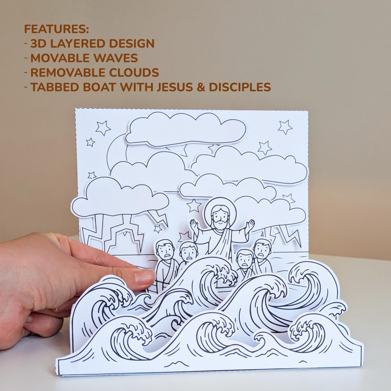 Jesus Calms the Storm 3D Diorama Craft Printable | Interactive Bible ...