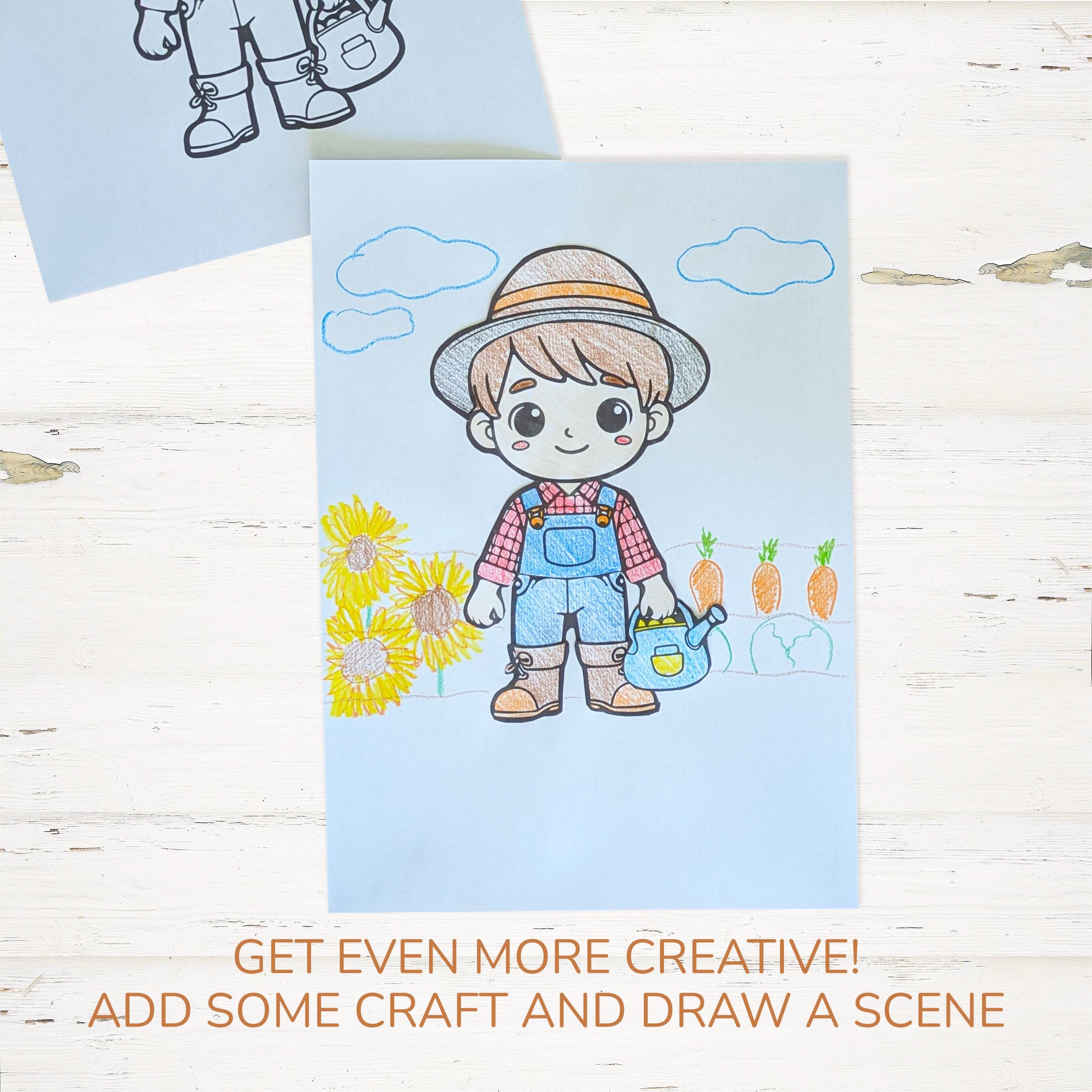 Printable Farmer Craft – Cut, Color & Glue Paper Activity for Kids | A4 ...