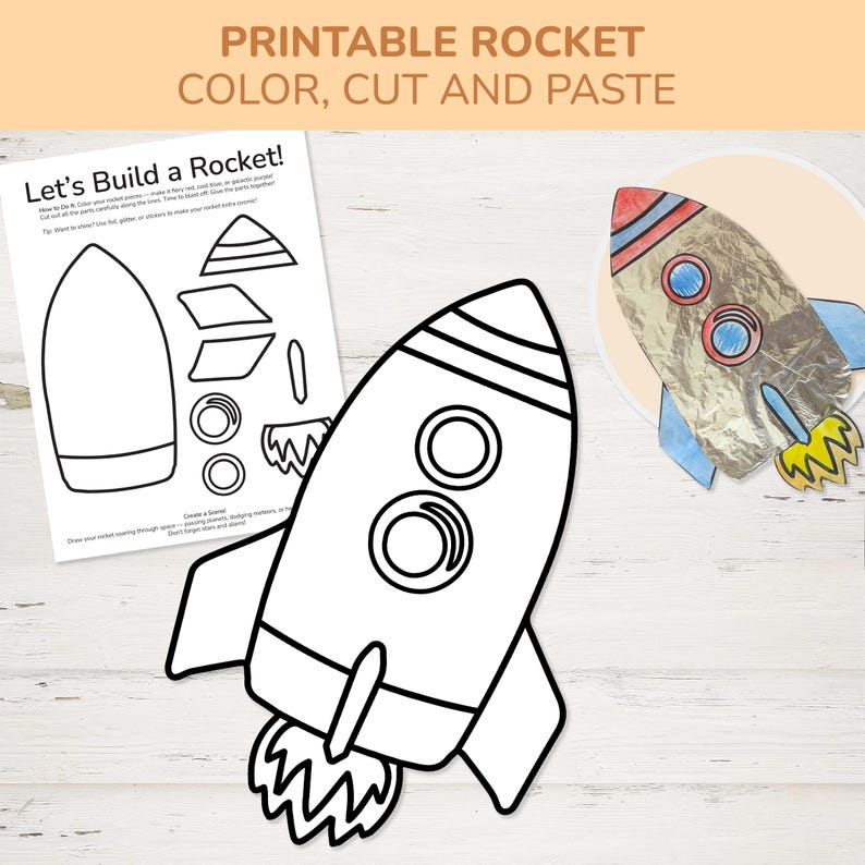 Printable Rocket Craft for Kids – Color, Cut and Paste Rocket Template ...