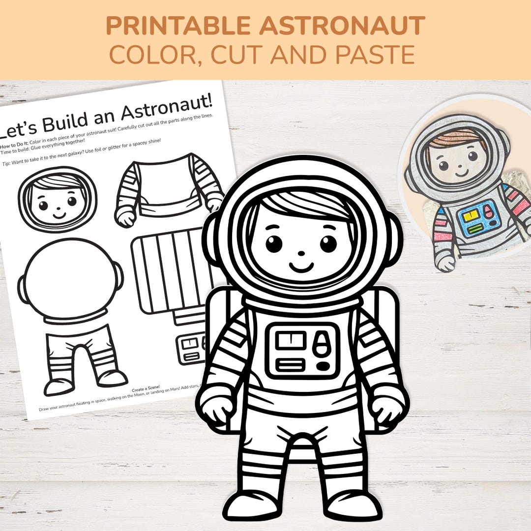 Printable Astronaut Craft for Kids | Space Paper Doll Activity | Color ...