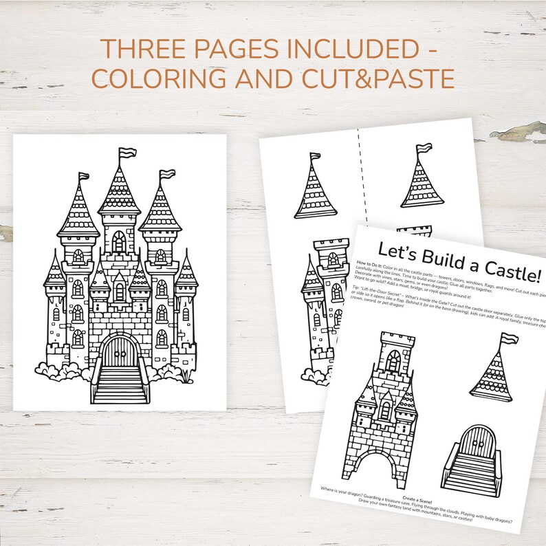 Printable Castle Craft | Color Cut and Paste Castle Activity | Kids DIY ...