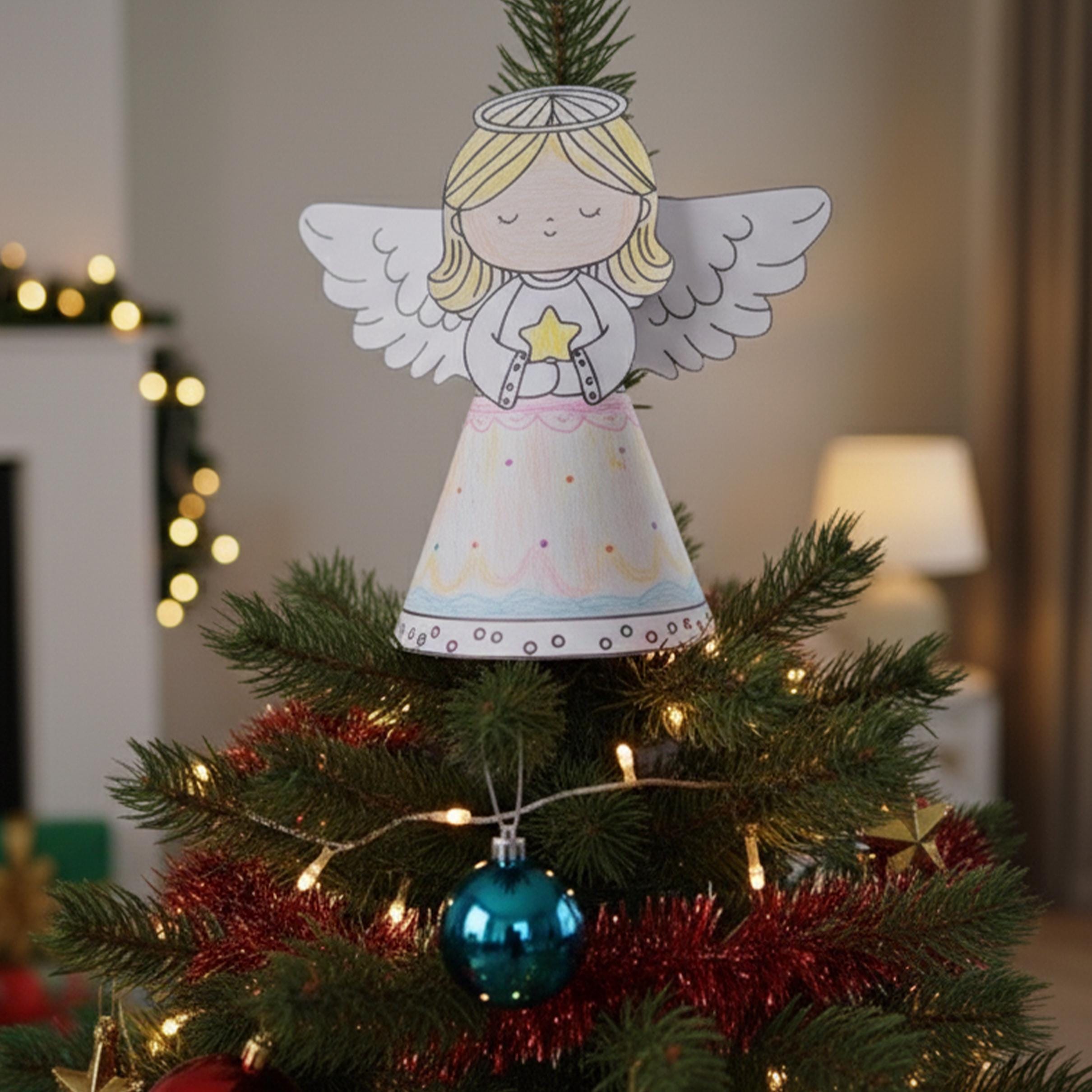 Printable Christmas Angel Craft – DIY Paper Angel Decoration | Color ...