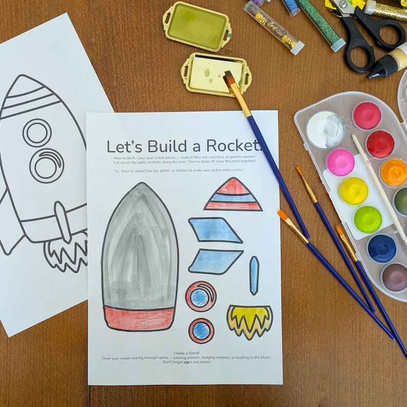 Printable Rocket Craft for Kids – Color, Cut and Paste Rocket Template ...