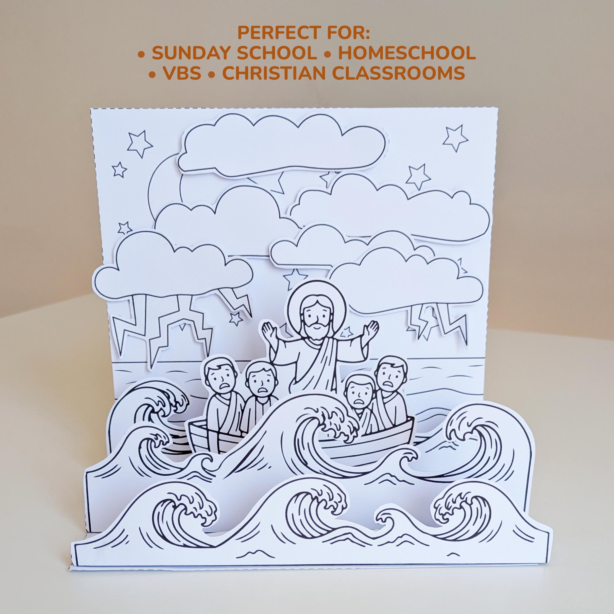 Jesus Calms the Storm 3D Diorama Craft Printable | Interactive Bible ...