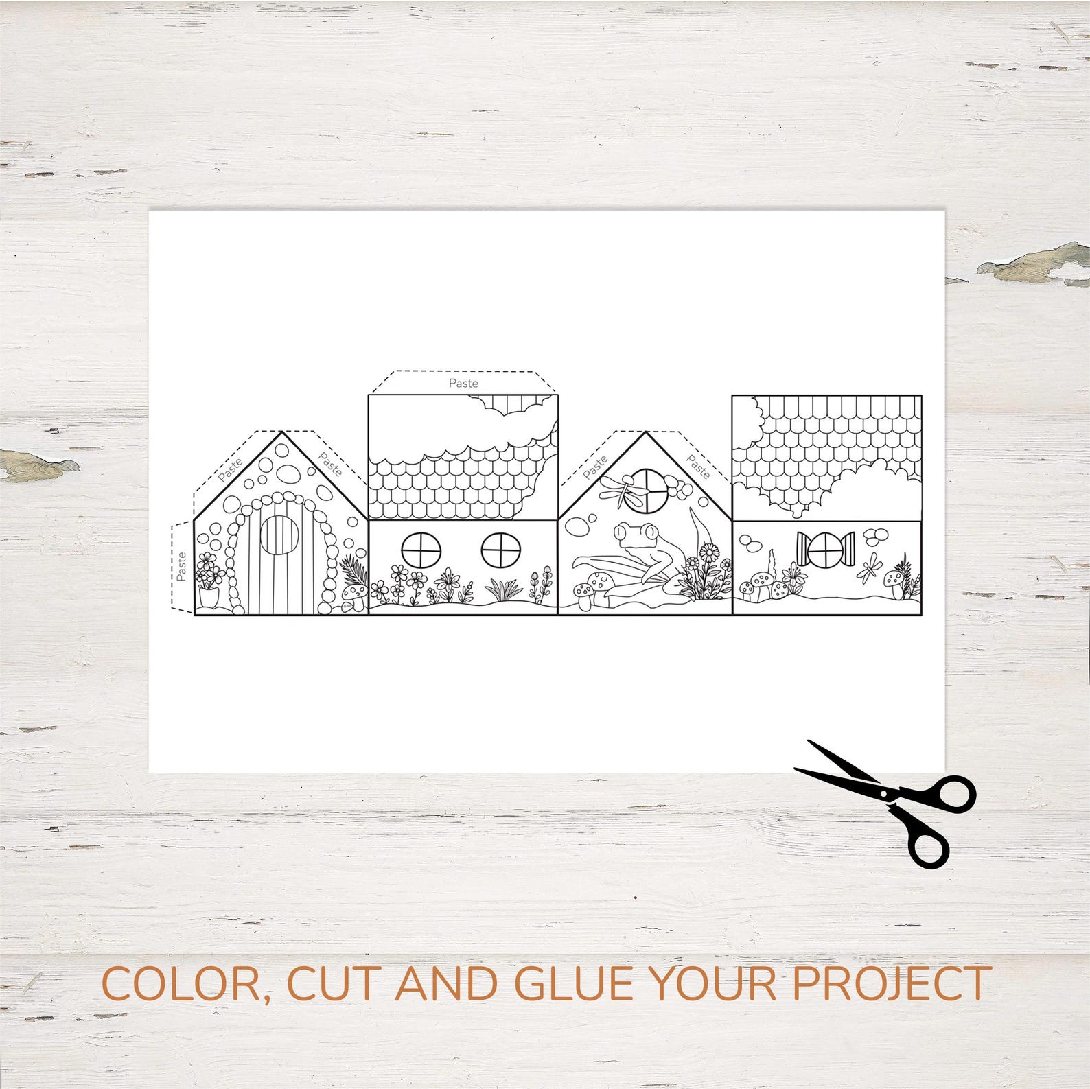 3D Paper Fairy Houses Craft Bundle – Set of 4 Printable Paper Houses to ...